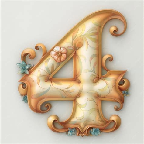 Premium Photo Numerical Number Four In Creative Digital Art Style