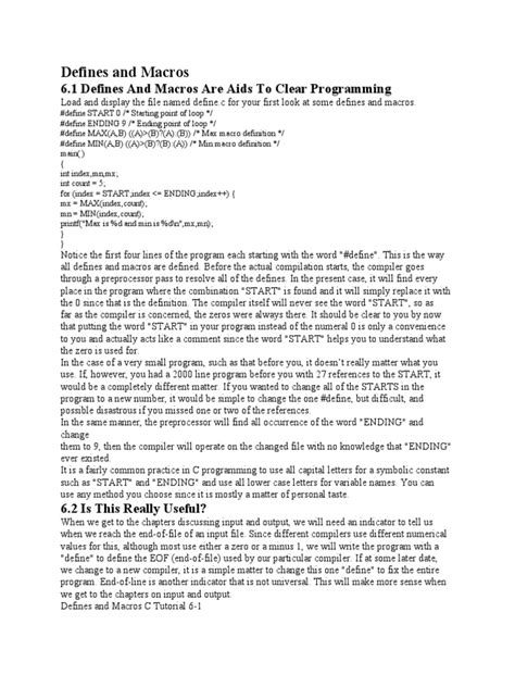 61 Defines And Macros Are Aids To Clear Programming Pdf Computer