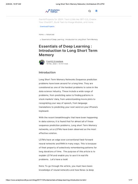 Long Short Term Memory Networks Architecture Of Lstm Pdf Cognitive Science Cybernetics