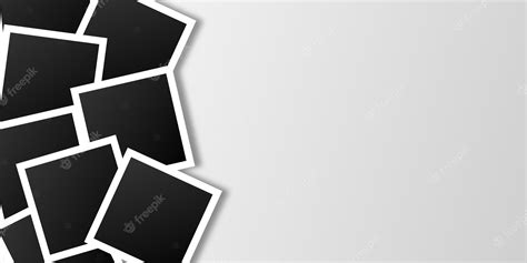 그림자와 함께 빈 검은 사진 프레임 격리 된 배경에 폴라로이드 프레임 현실적인 오래 된 사진 프레임 벡터 일러스트 레이 션