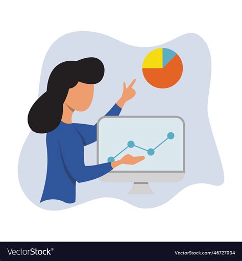 Woman Presents A Diagram And Graph Royalty Free Vector Image