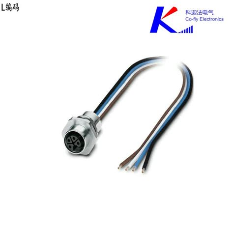 l coding 4 pin m12 female rear mount electrical connector panel
