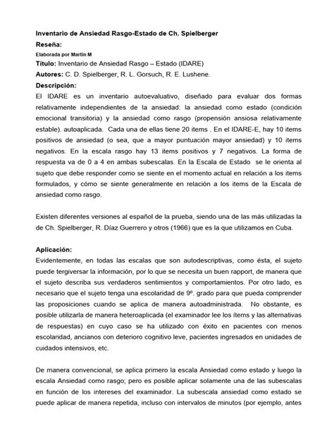 Idare Pdf Ansiedad Sicología
