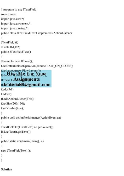 1 Program To Use JTextFieldsource Codeimport Java Awt Impor Pdf