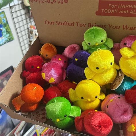 무지개빛깔 병아리 인형 키링 코후꾸 잡화점