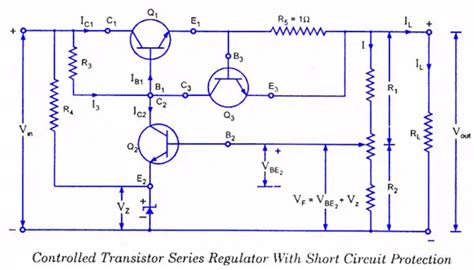 Controlled Transistor Series Regulator With Overload And Short Circuit