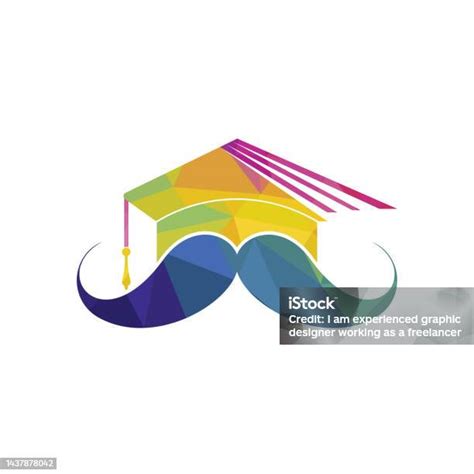 강력한 교육 로고 디자인 템플릿 콧수염 아이콘 디자인으로 모자 졸업 공부에 대한 스톡 벡터 아트 및 기타 이미지 공부 교육 남자 Istock