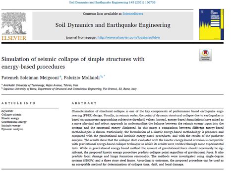 Simulation Of Seismic Collapse Of Simple Structures With Energy Based Procedures