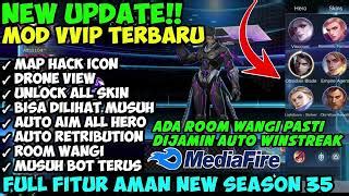 Free Vip Mod Mlbb Mobile Legends Auto Combo All Hero Map Hack Unlock All Skin Megladon