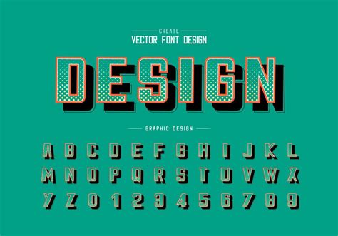 Halftone Circle Font And Bold Alphabet Vector Digital Typeface And Number Design Graphic Text