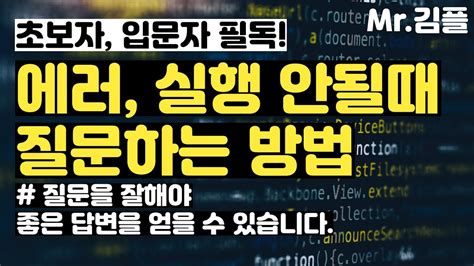 컴퓨터 프로그래밍 에러 실행 안될때 질문하는 방법 개발자 커뮤니티에서 좋은 답변을 얻기위해 Youtube