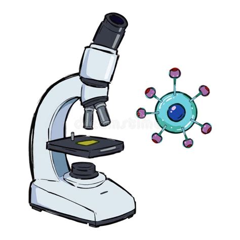 Illustration Of A Science Microscope With Molecule Isolated On White