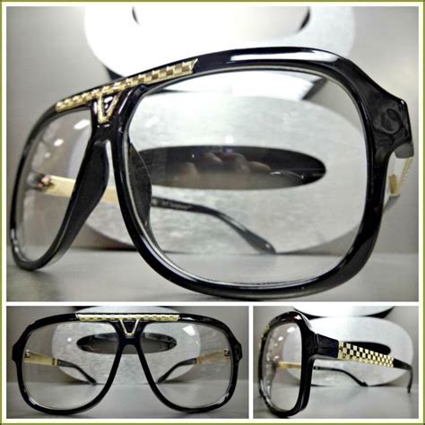 Mens Classic Vintage Retro Hip Hop Style Clear Lens Eye Glasses Black