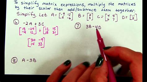 Algebra 2 Ch3 5 Part C Adding Subtracting And Scalar Matrix Operations Youtube