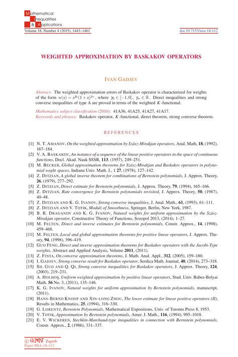 Pdf Weighted Approximation By Baskakov Operators