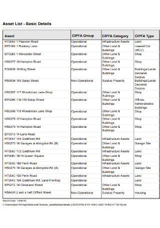 FREE Asset List Samples To Download