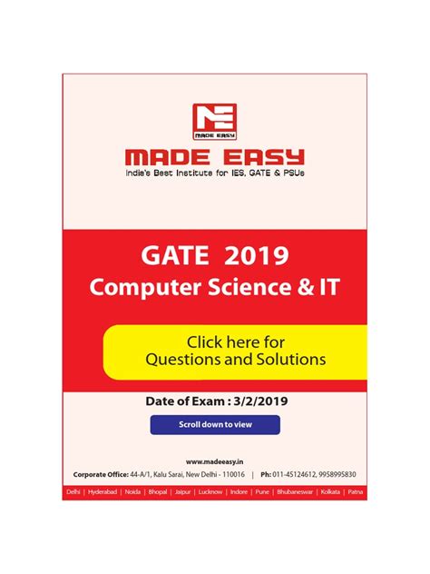 Cs Gate 2019 Solutions Pdf Computer Data Theoretical Computer Science
