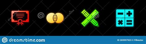 Set Certificate Template Mathematics Sets A And B Crossed Ruler Pencil And Calculator Icon