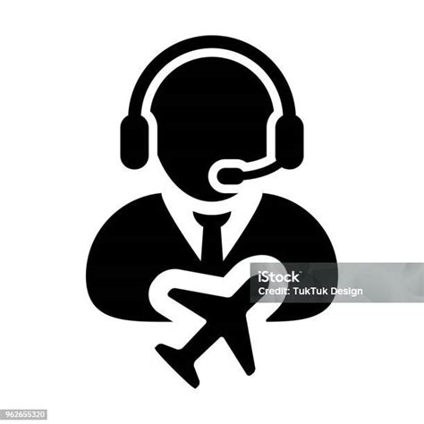 항공사 고객 서비스 아이콘 벡터 남성 사람 프로필 상징 문양 그림 그림에서 여행 및 휴가 지원 헬프라인 It 지원에 대한 스톡