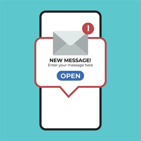 New Message Notification Concept On Realistic Smartphone Mockup New Email Pop Up Incoming
