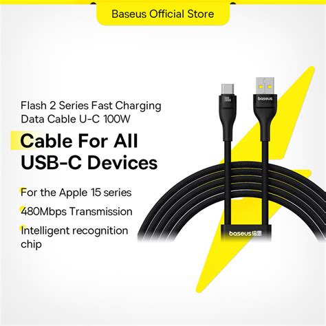 Baseus Flash Series2 100w All Compatible Fast Charging USB To Type C Data Cable Shopee Malaysia