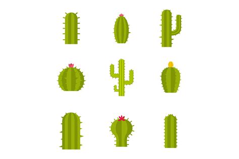 Cactus Icon Set Flat Style Graphic By Ylivdesign Creative Fabrica