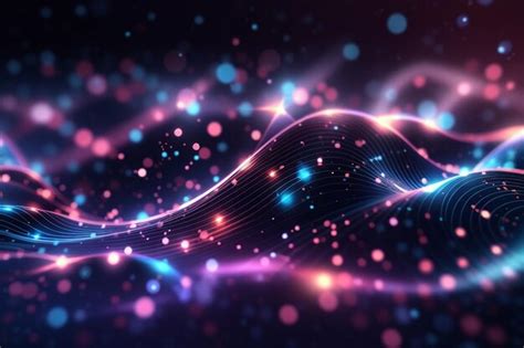 Premium Ai Image Technology Digital Wave Background Conceptbeautiful Motion Waving Dots