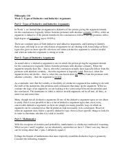 Philosophy Types Of Deductive And Inductive Arguments Pdf Philosophy Week Types
