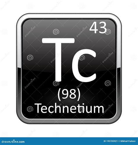 Technetium Symbol Chemical Element Of The Periodic Table Vector Stock Illustration