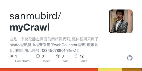 Github Sanmubirdmycrawl 这是一个爬取静态页面的网站源代码 整体框架采用了blade框架爬虫框架采用了webcollector框架 演示地址 右侧