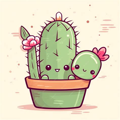 Premium Ai Image Cute Cactus Cartoon Illustration
