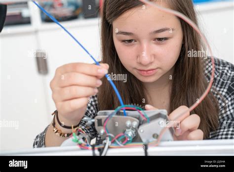 Female Electronics Babe In Laboratory Stock Photo Alamy
