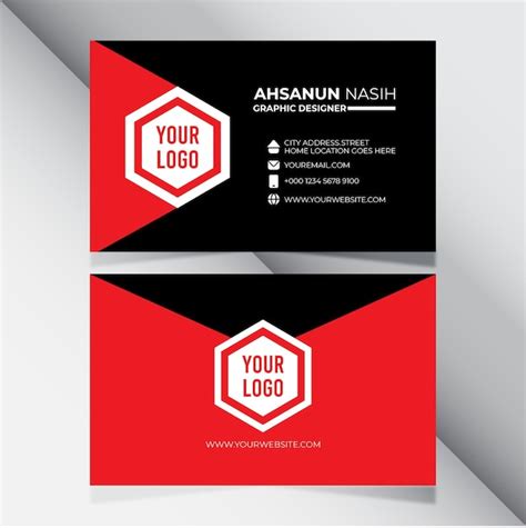 검은색과 빨간색 현대 비즈니스 카드 추상 우아함 프리미엄 벡터