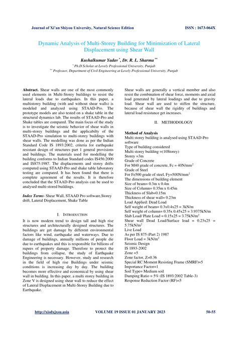 Pdf Dynamic Analysis Of Multi Storey Building For Minimization Of Lateral Displacement Using