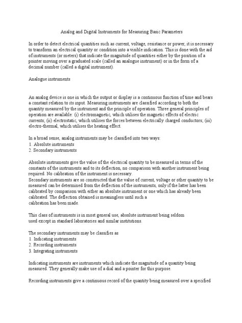 Analog And Digital Instruments For Measuring Basic Parameters Pdf