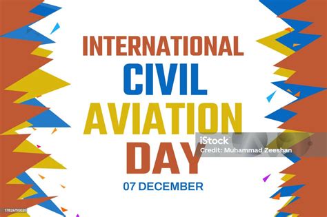 국제 민간 항공의 날 배경 다양한 모양 디자인 및 타이포그래피 민간 항공의 날 배경 포스터 디자인 개념에 대한 스톡 벡터 아트