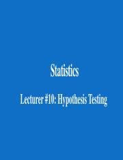 SAT Lec10 Hypothesis Testing Pdf Statistics Lecturer 10 Hypothesis