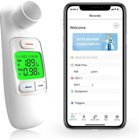 Nascool Bluetooth Peak Flow Meter For Asthma COPD PEF FEV Monitor Home Medical Spirometer