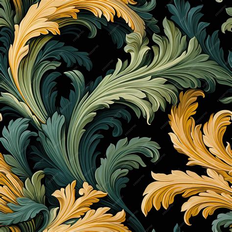 Premium Photo Acanthus Leaves Seamless Foliage Pattern Medieval
