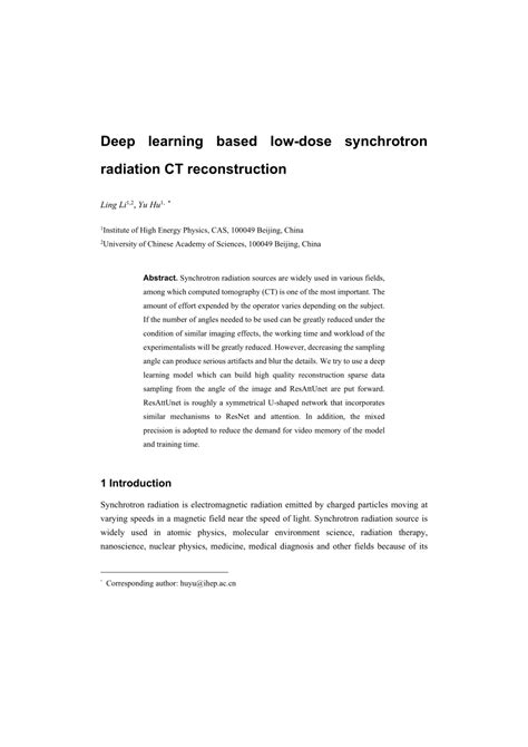 Pdf Deep Learning Based Low Dose Synchrotron Radiation Ct Reconstruction