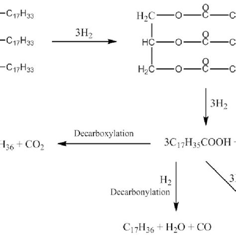 Hydrotreating Reaction Stages Of Vegetable Oils 11 Download Scientific Diagram