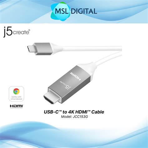 J5create USB Type C To 4K HDMI Cable 1 5m JCC153G MSL Digital Online Store