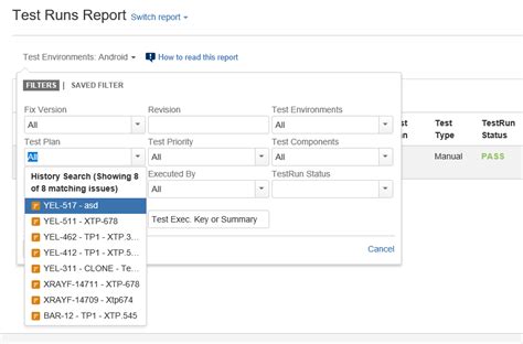 Xray 1838 Test Run Report Filters Drop Down Lists Should Assign Default Value All For Empty