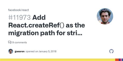 Add Reactcreateref As The Migration Path For String Refs · Issue 11973 · Facebookreact · Github