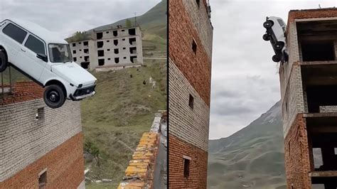 Stuntman Cheats Death When Car Jump From Building Rooftop Goes Horribly Wrong