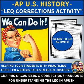 AP US History APUSH LEQ Corrections Graphic Organizers Rubric Handouts