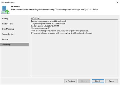 Step 8 Complete Restore Process Veeam Agent Management Guide