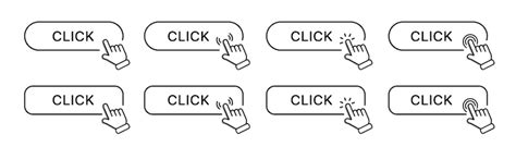 Premium Vector Click Here Web Button With Hand Cursor Action Button And Arrow Pointer Computer