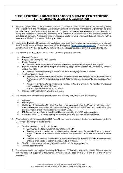 Logbook Of Diversified Experience Note This Form Is Property Of Uap And Is Strictly Not For