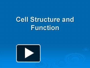 Cell Structure And Function Presentation Free To View